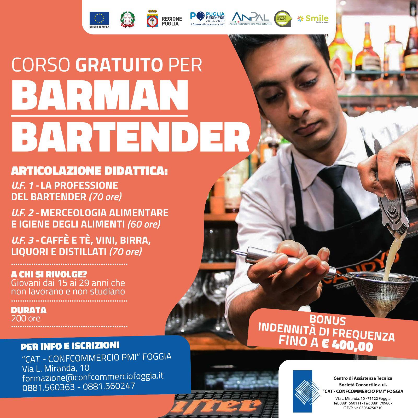 FORMAZIONE GARANZIA GIOVANI, IL CORSO PER DIVENTARE BARMAN/BARTENDER - Confcommercio Foggia